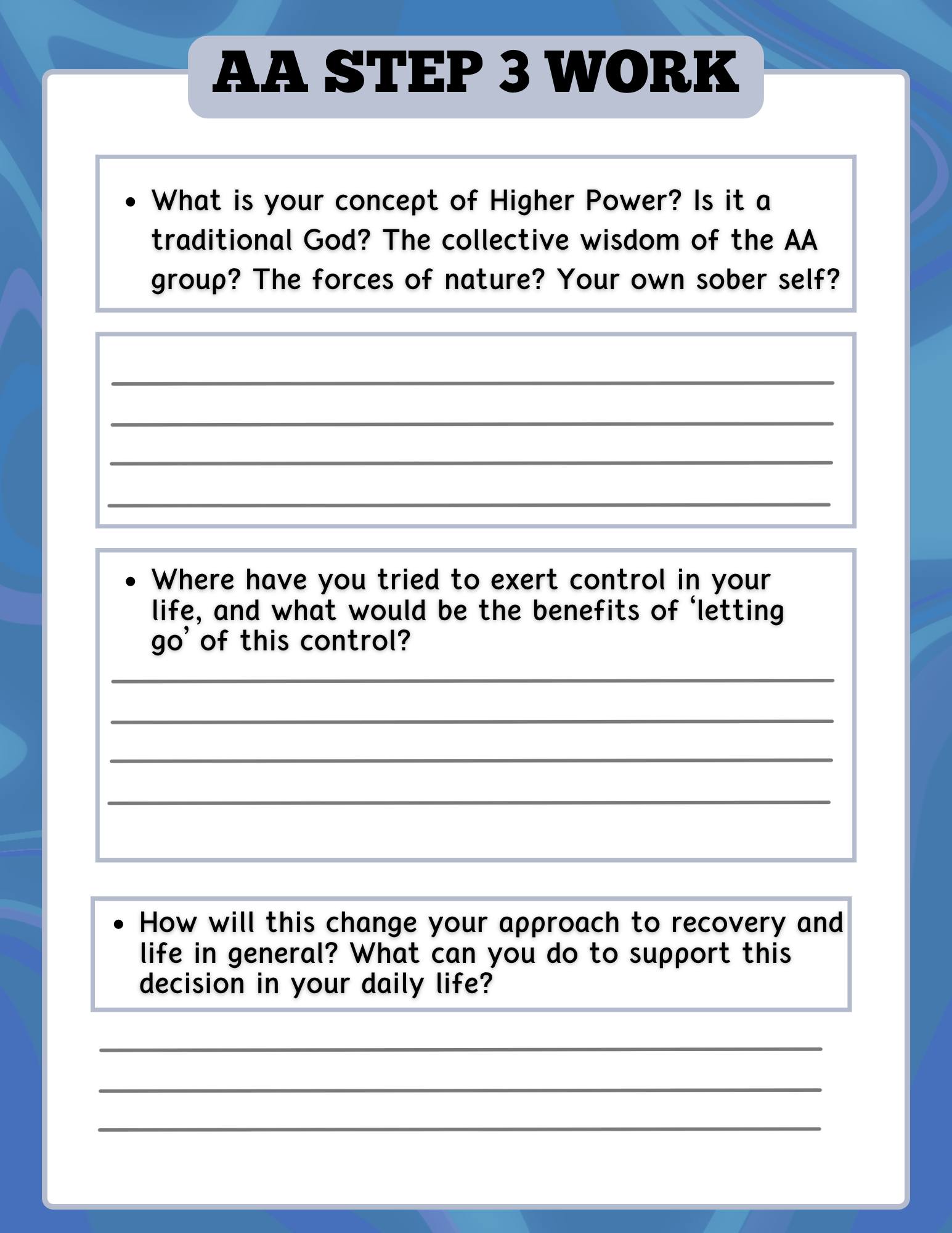 AA Step Three Worksheet: A Guide - Sober Network